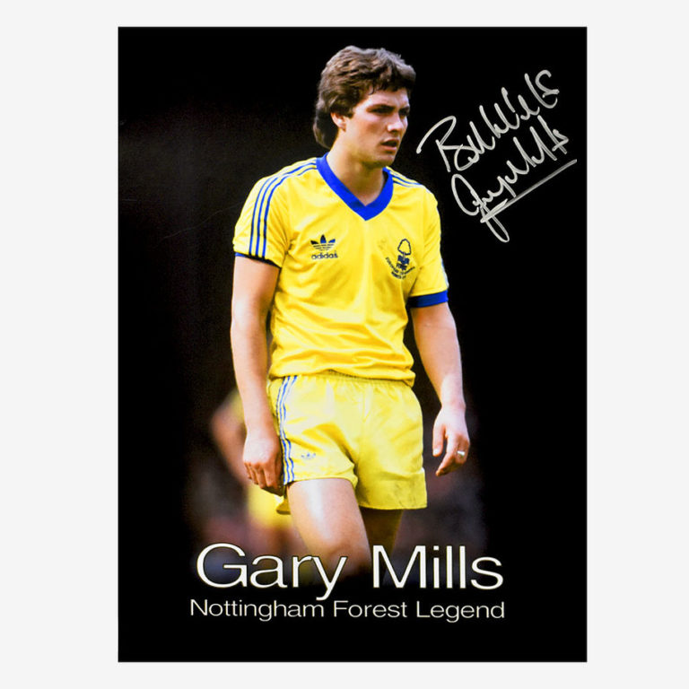 Gary Mills Nottingham Forest Away Kit Signed Large Photograph - PlayOnPro